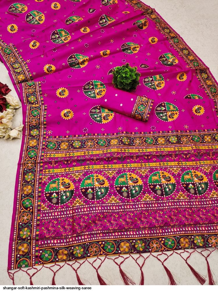 Shangar Soft Kashmiri Pashmina silk weaving saree