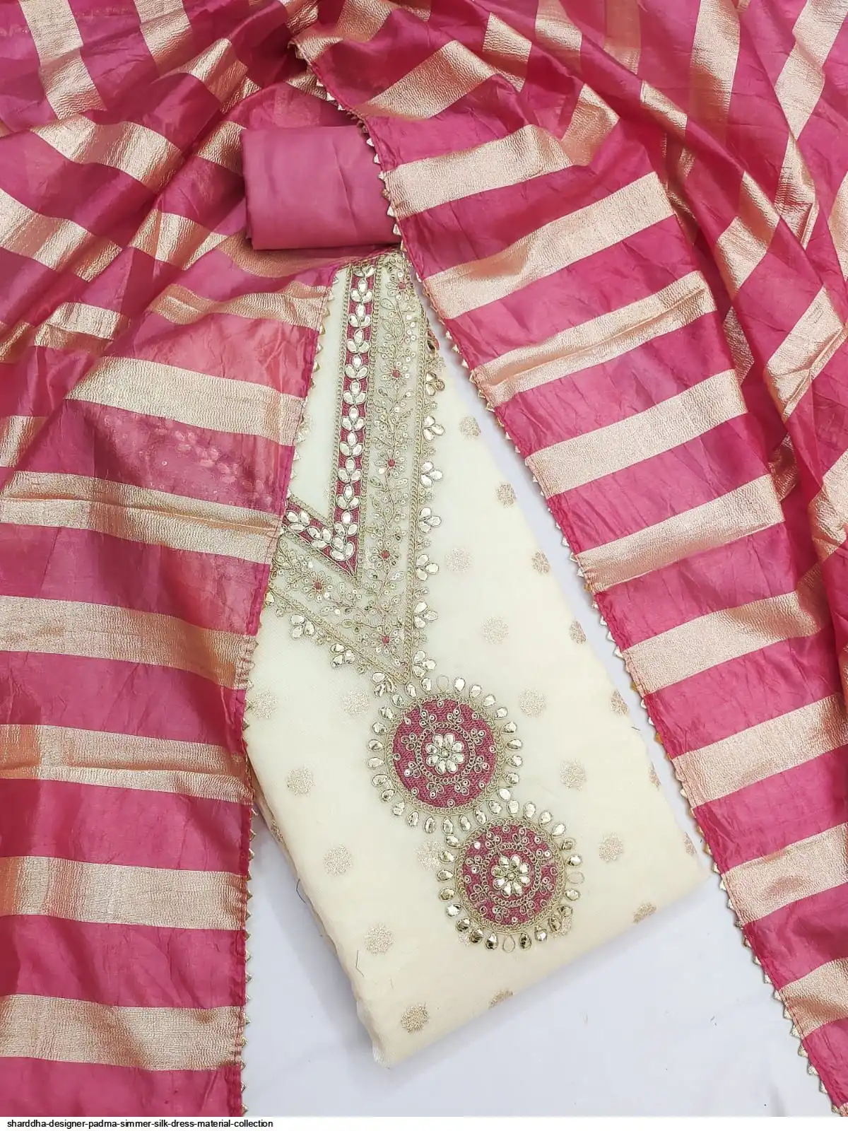 SHARDDHA DESIGNER PADMA Simmer Silk Dress Material Set