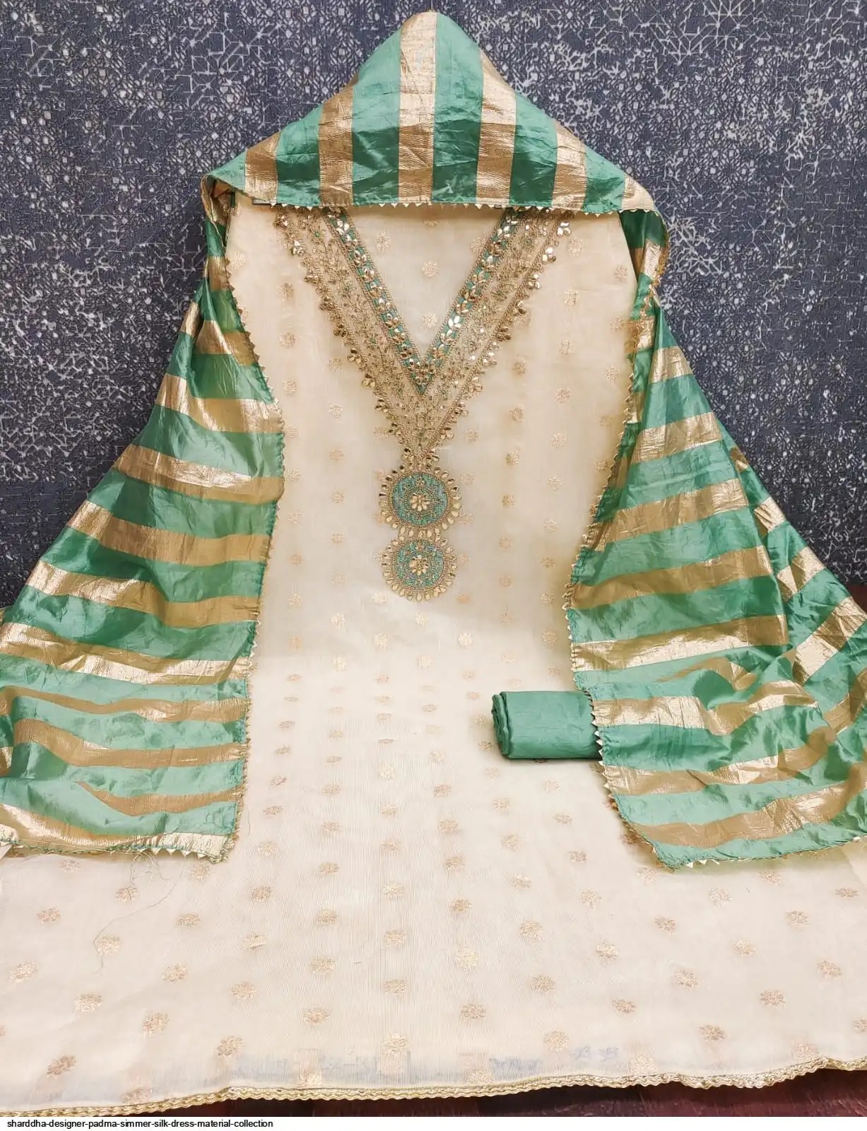 SHARDDHA DESIGNER PADMA Simmer Silk Dress Material Set