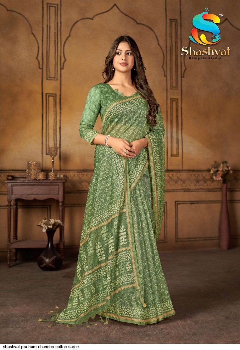 SHASHVAT PRATHAM CHANDERI COTTON SAREE
