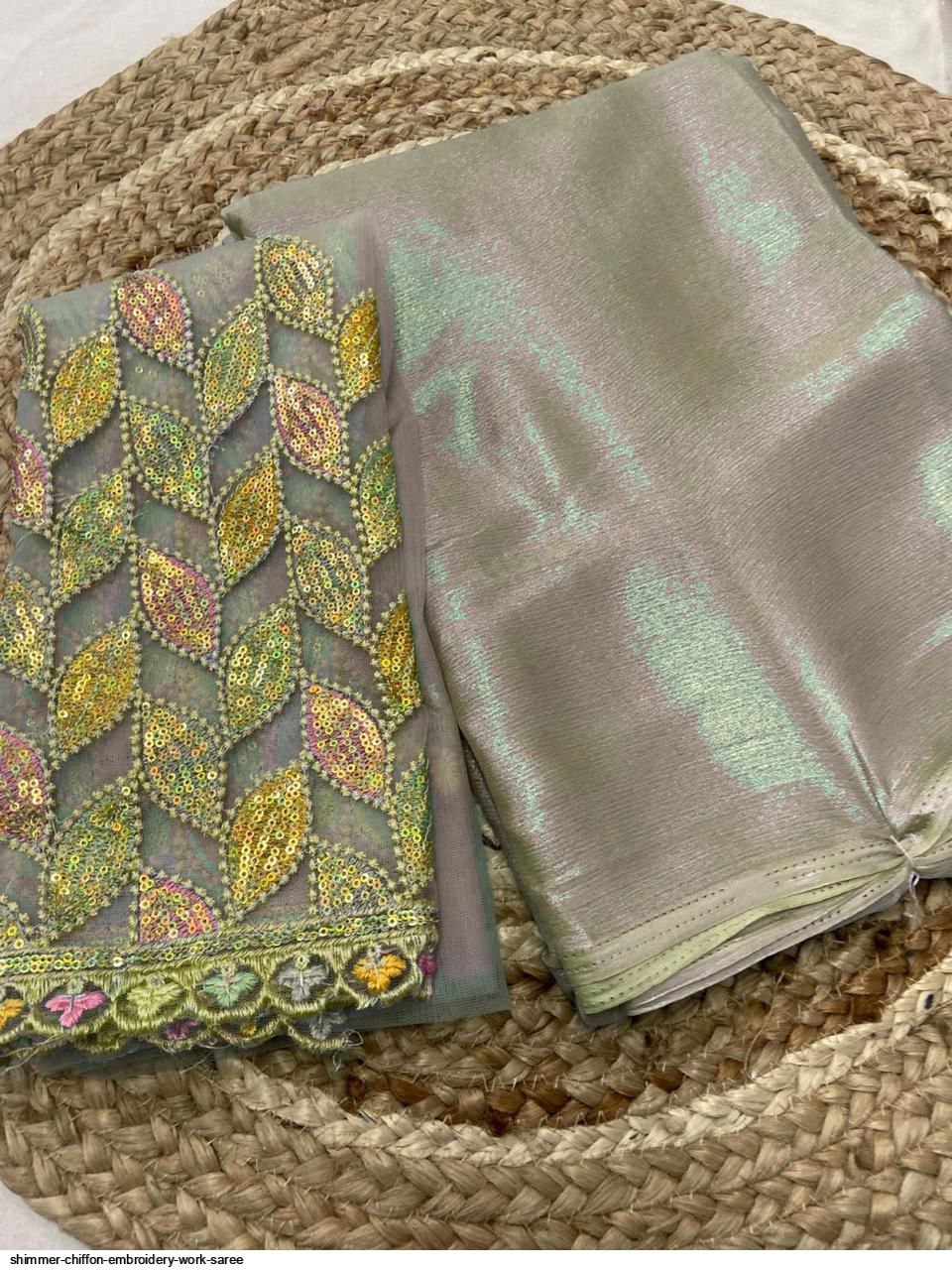 Shimmer chiffon embroidery work SAREE