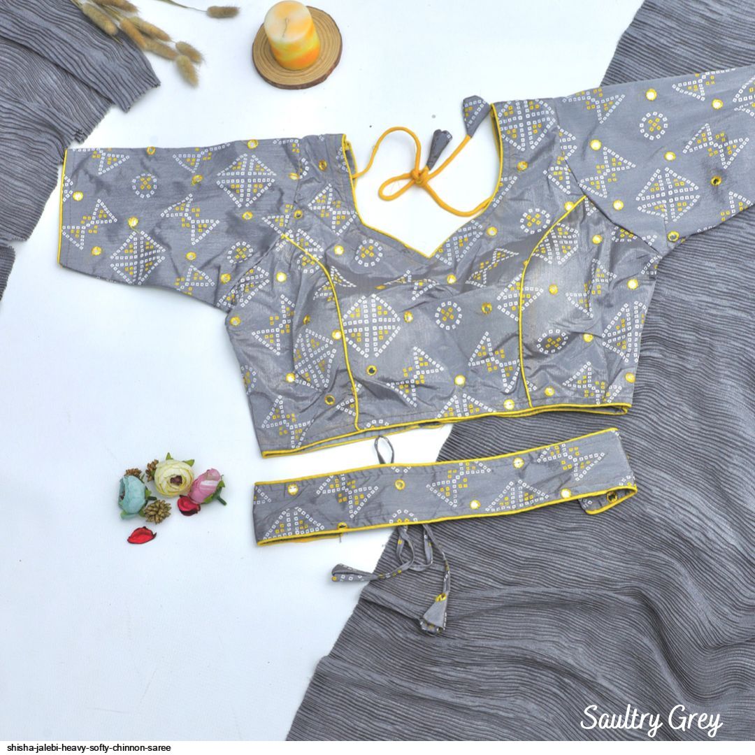 shisha jalebi heavy softy Chinnon saree