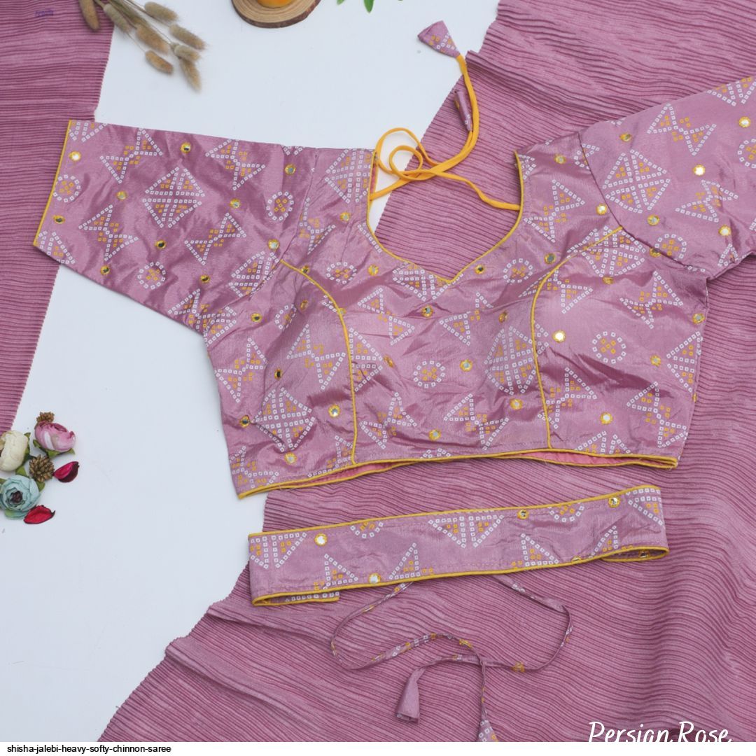 shisha jalebi heavy softy Chinnon saree