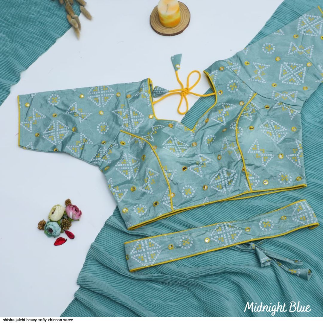 shisha jalebi heavy softy Chinnon saree