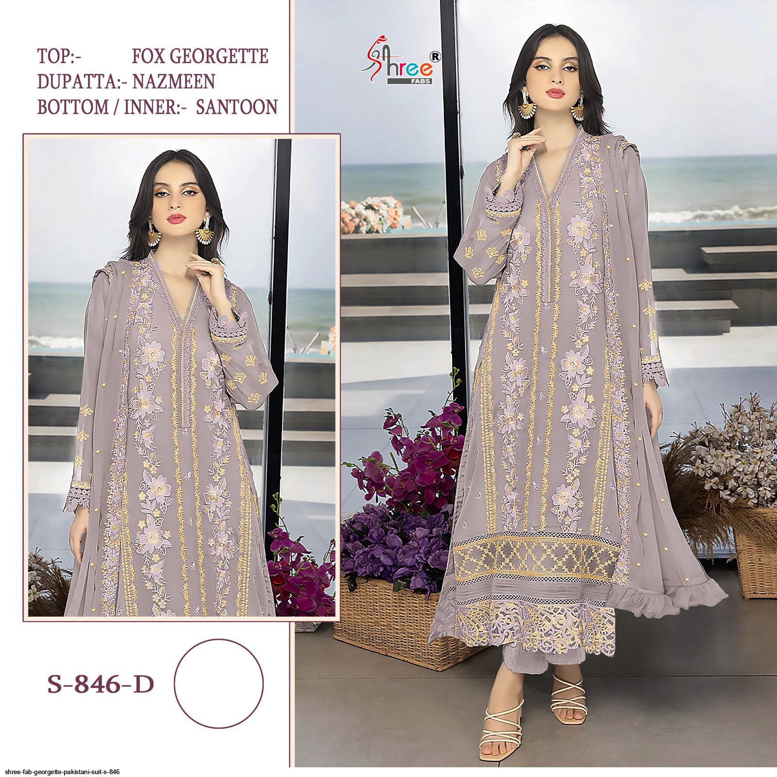 shree fab georgette Pakistani suit S 846