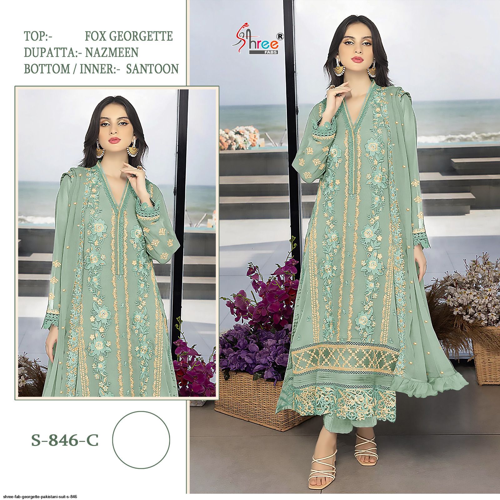 shree fab georgette Pakistani suit S 846