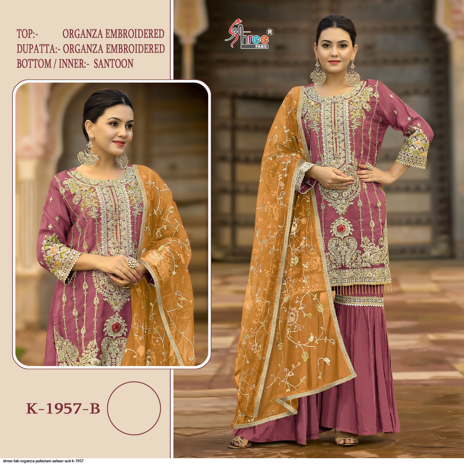 SHREE FAB organza PAKISTANI SALWAR SUIT k 1957