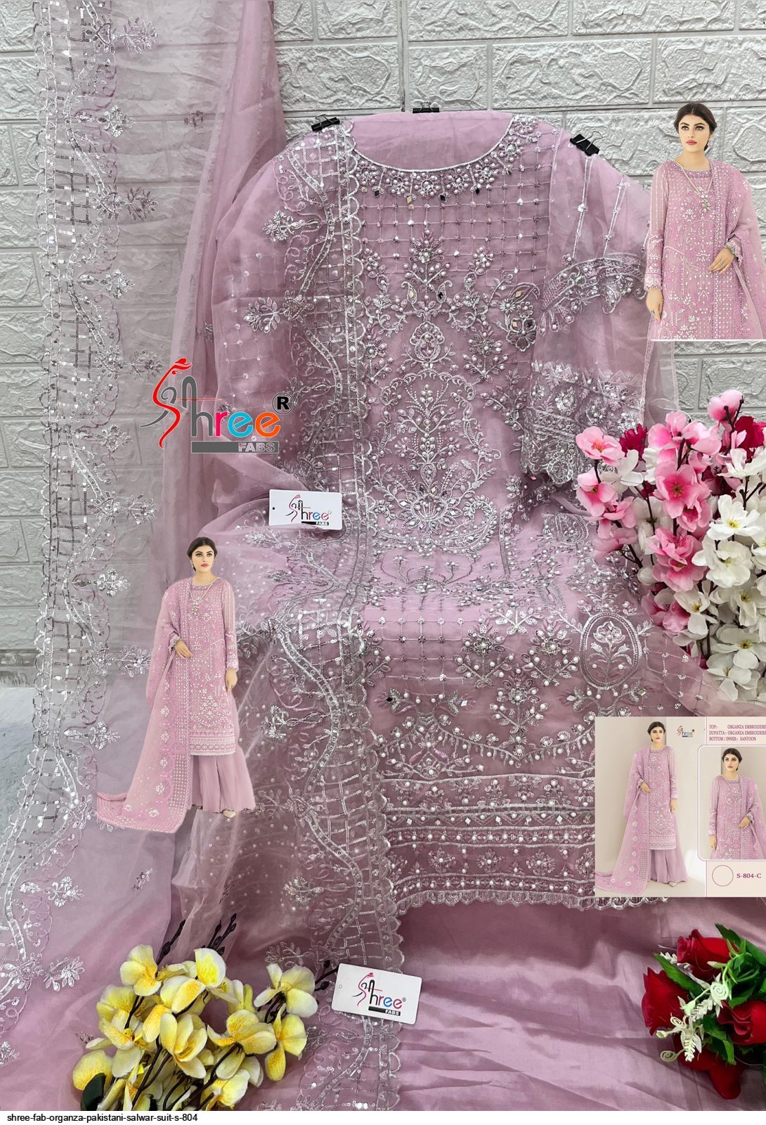 SHREE FAB organza PAKISTANI SALWAR SUIT S 804