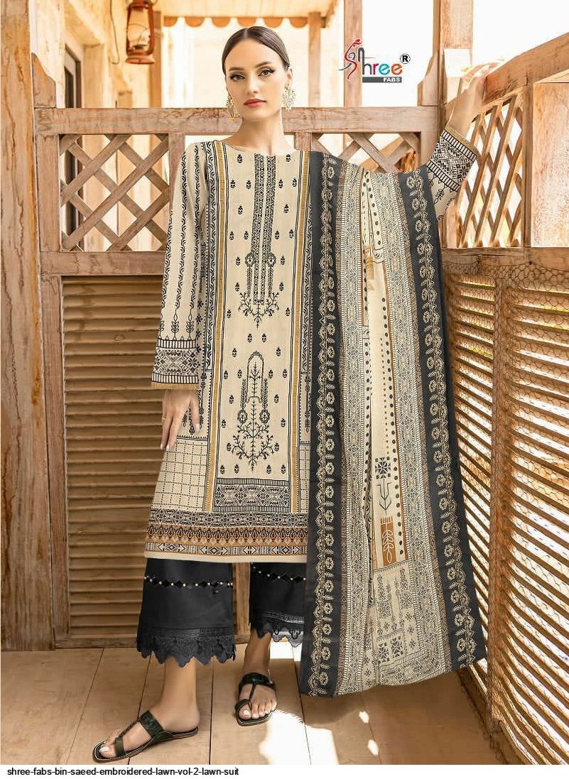 SHREE FABS BIN SAEED EMBROIDERED LAWN VOL 2 LAWN SUIT
