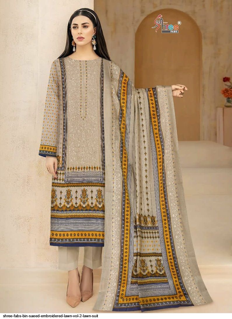 SHREE FABS BIN SAEED EMBROIDERED LAWN VOL 2 LAWN SUIT