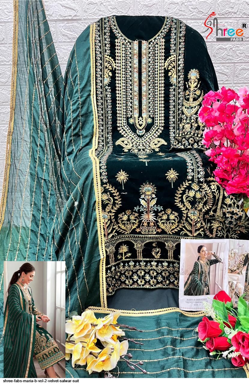 Shree fabs MARIA B vol 2 velvet salwar suit