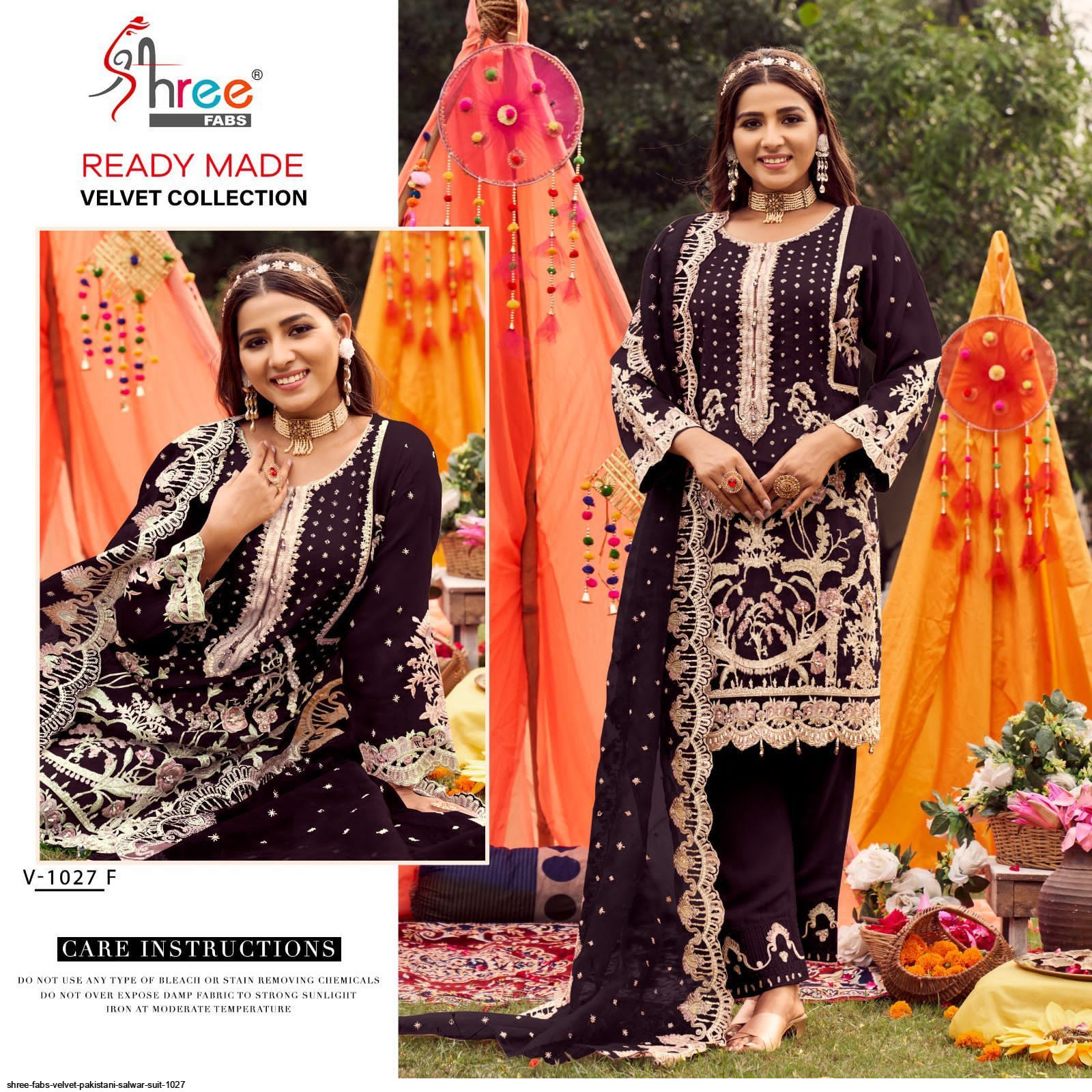 shree fabs velvet pakistani salwar suit 1027