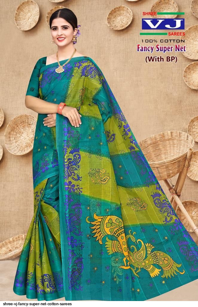Shree VJ Fancy Super Net Cotton Sarees