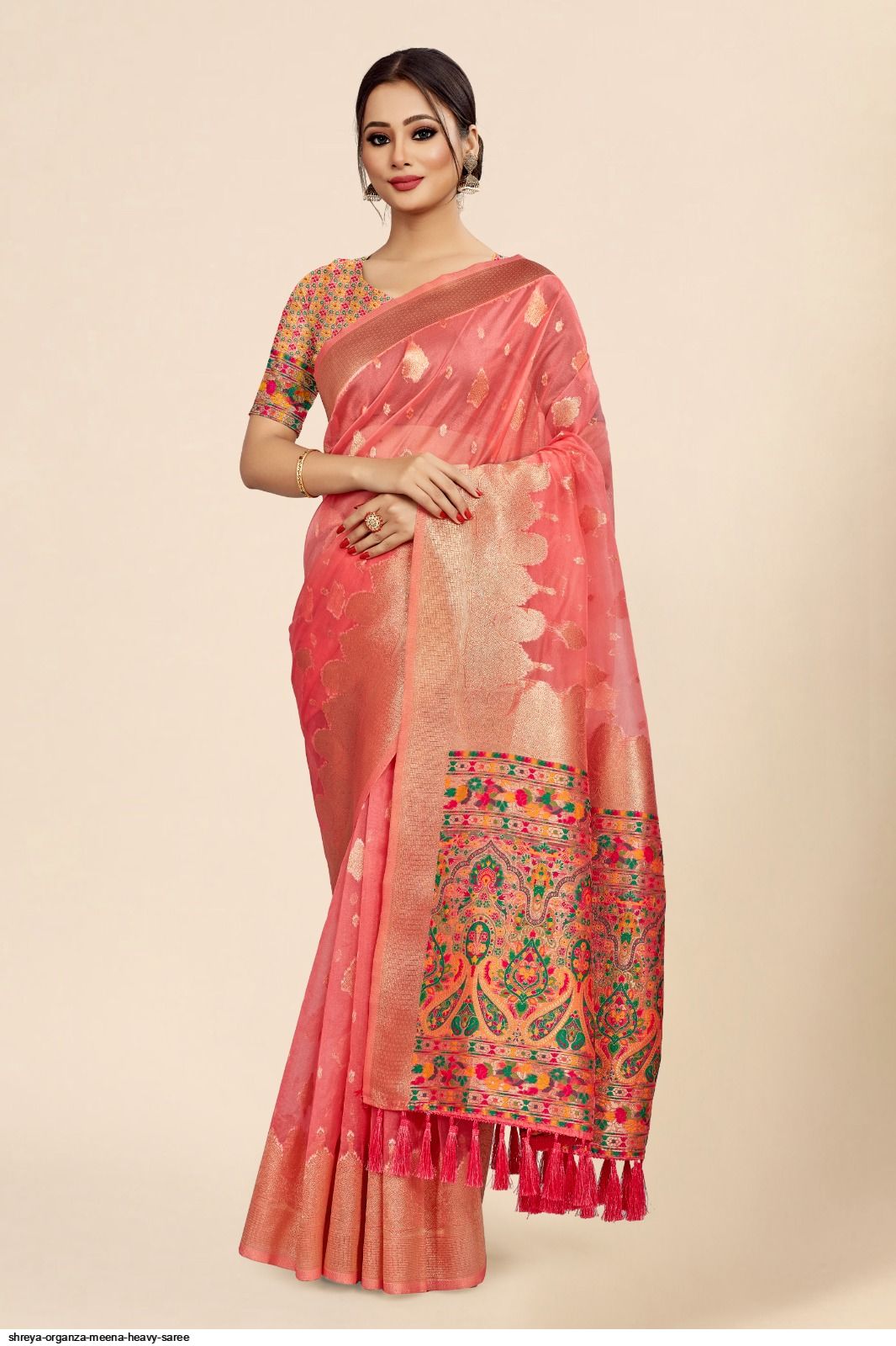 SHREYA ORGANZA MEENA HEAVY SAREE