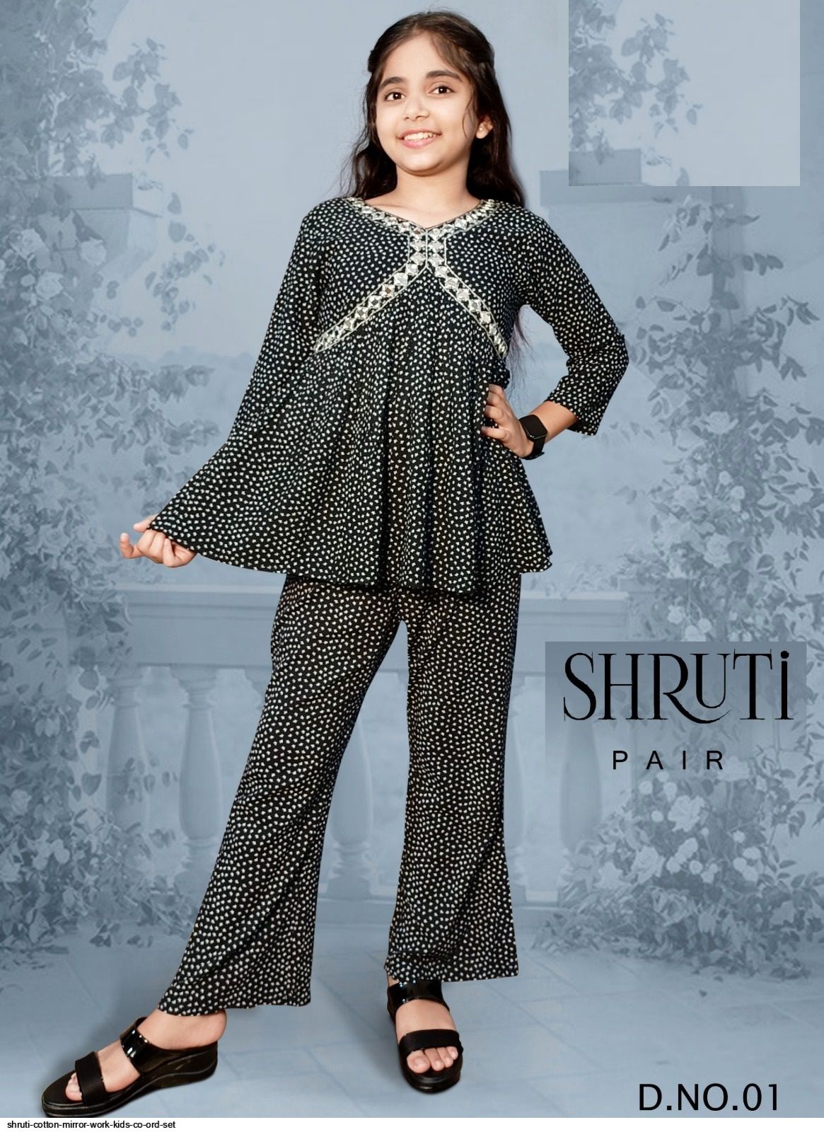 SHRUTI cotton Mirror Work kids co Ord set