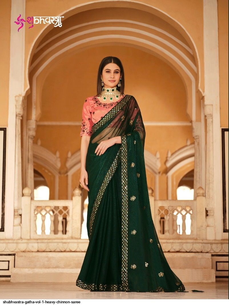 SHUBHVASTRA GATHA VOL 1 HEAVY CHINNON SAREE