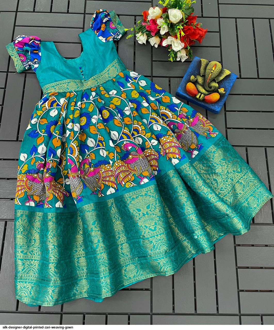 Silk Designer Digital Printed Zari Weaving GOWN