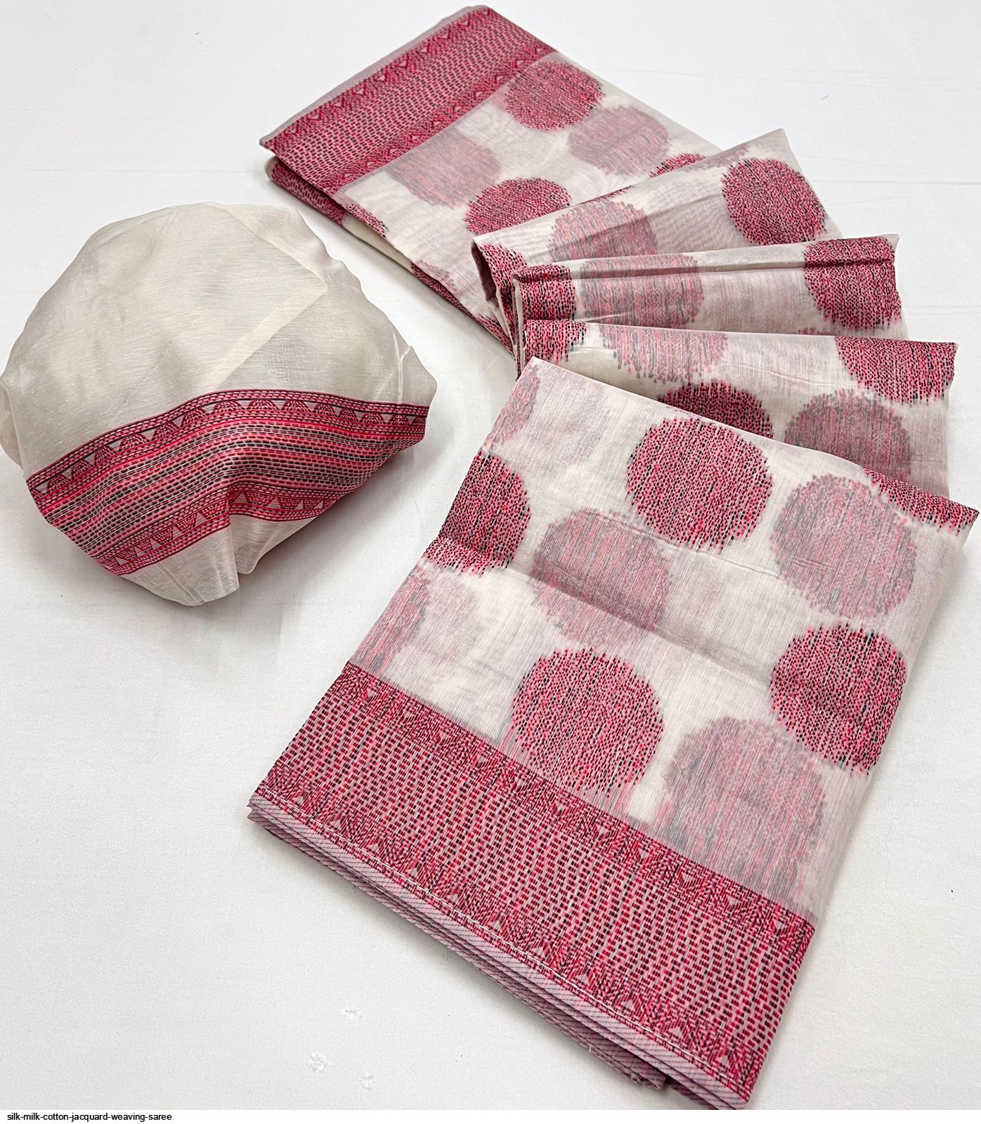 SILK MILK COTTON JACQUARD WEAVING SAREE