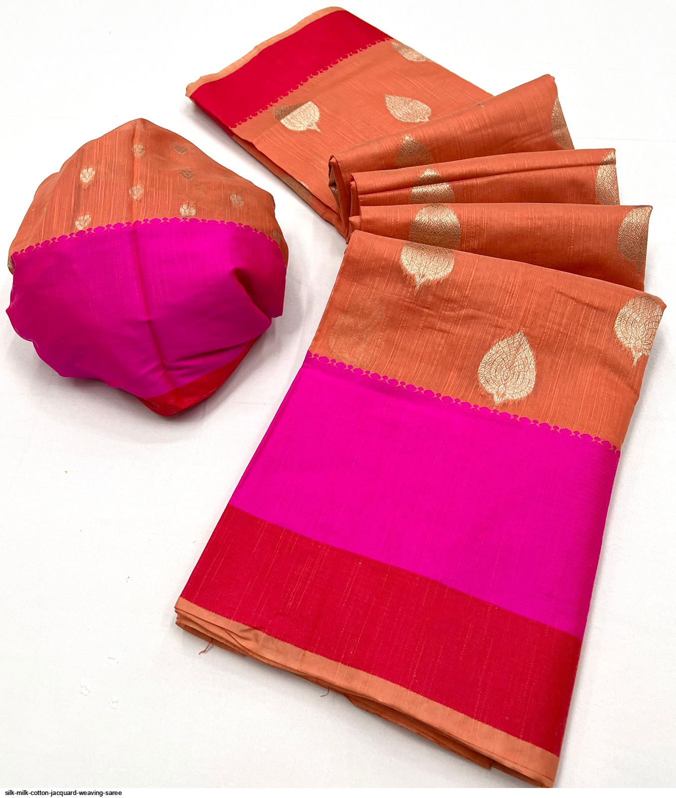 SILK MILK COTTON JACQUARD WEAVING SAREE