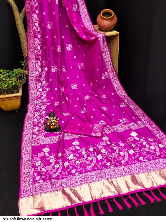 silk soft flowy Dola Silk saree