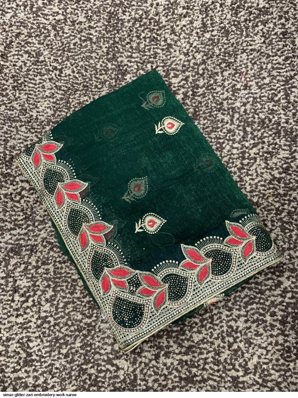 SIMAR GLITTER zARI EMBROIDERY work saree