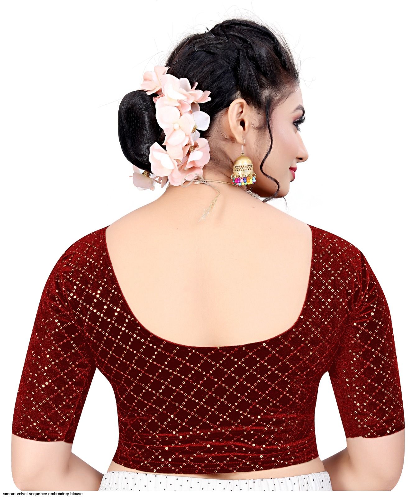 SIMRAN VELVET SEQUENCE EMBROIDERY BLOUSE