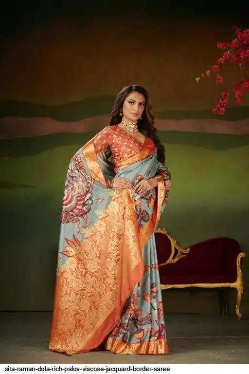 Sita Raman Dola rich palov viscose jacquard border saree