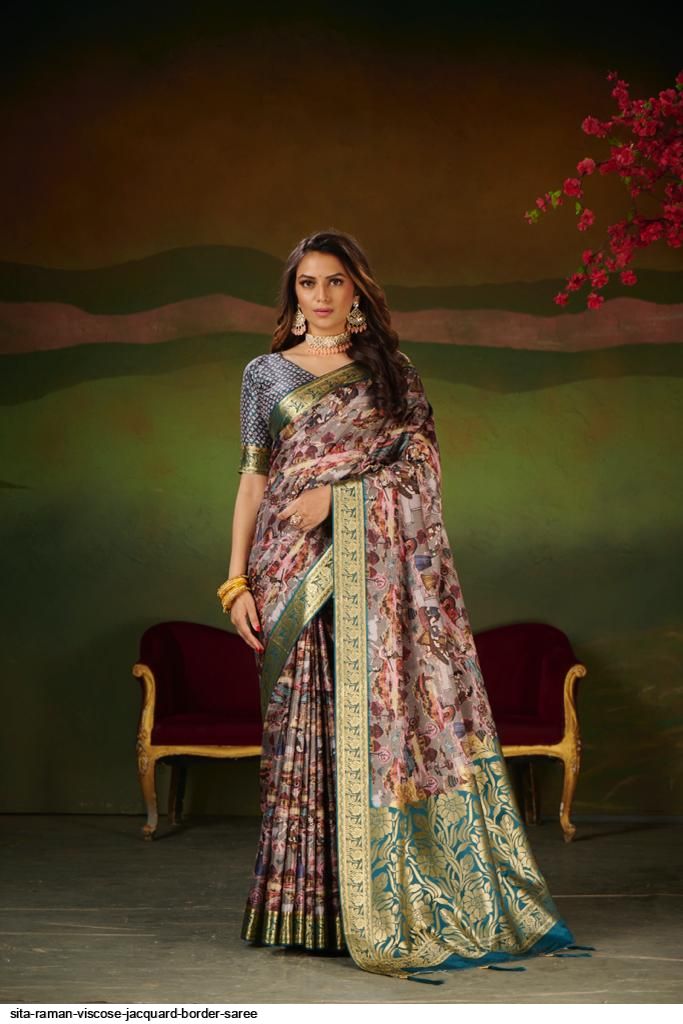 Sita Raman VISCOSE JACQUARD BORDER SAREE