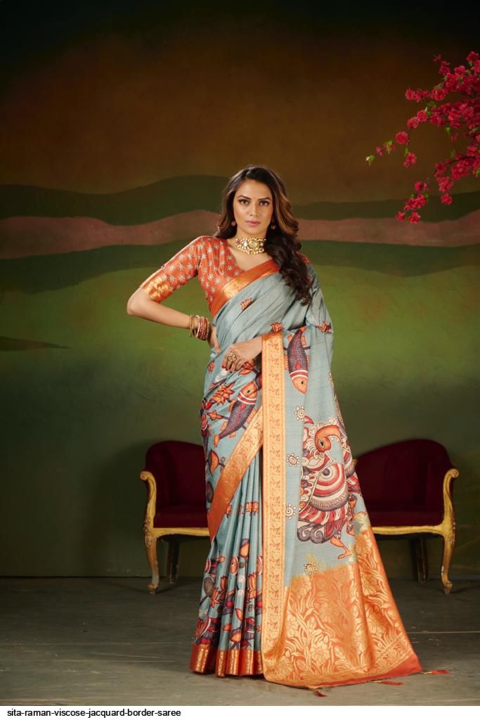Sita Raman VISCOSE JACQUARD BORDER SAREE