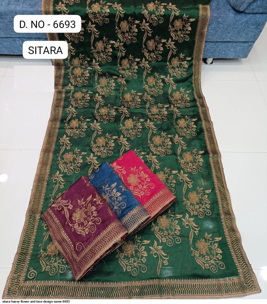 SITARA HAEVY FLOWER AND LACE DESIGN SAREE 6693