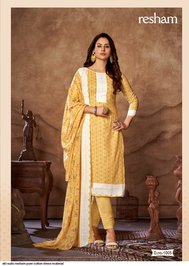 SKT SUITS RESHAM PURE COTTON DRESS MATERIAL