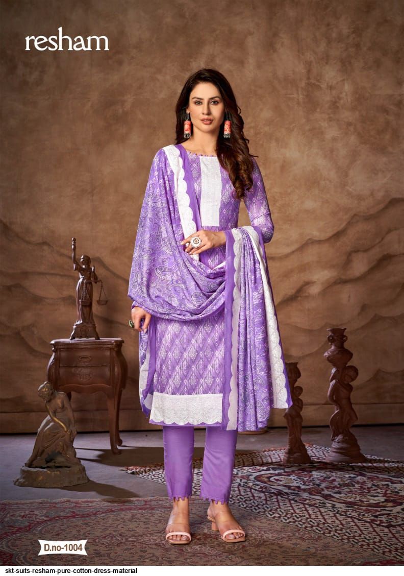 SKT SUITS RESHAM PURE COTTON DRESS MATERIAL