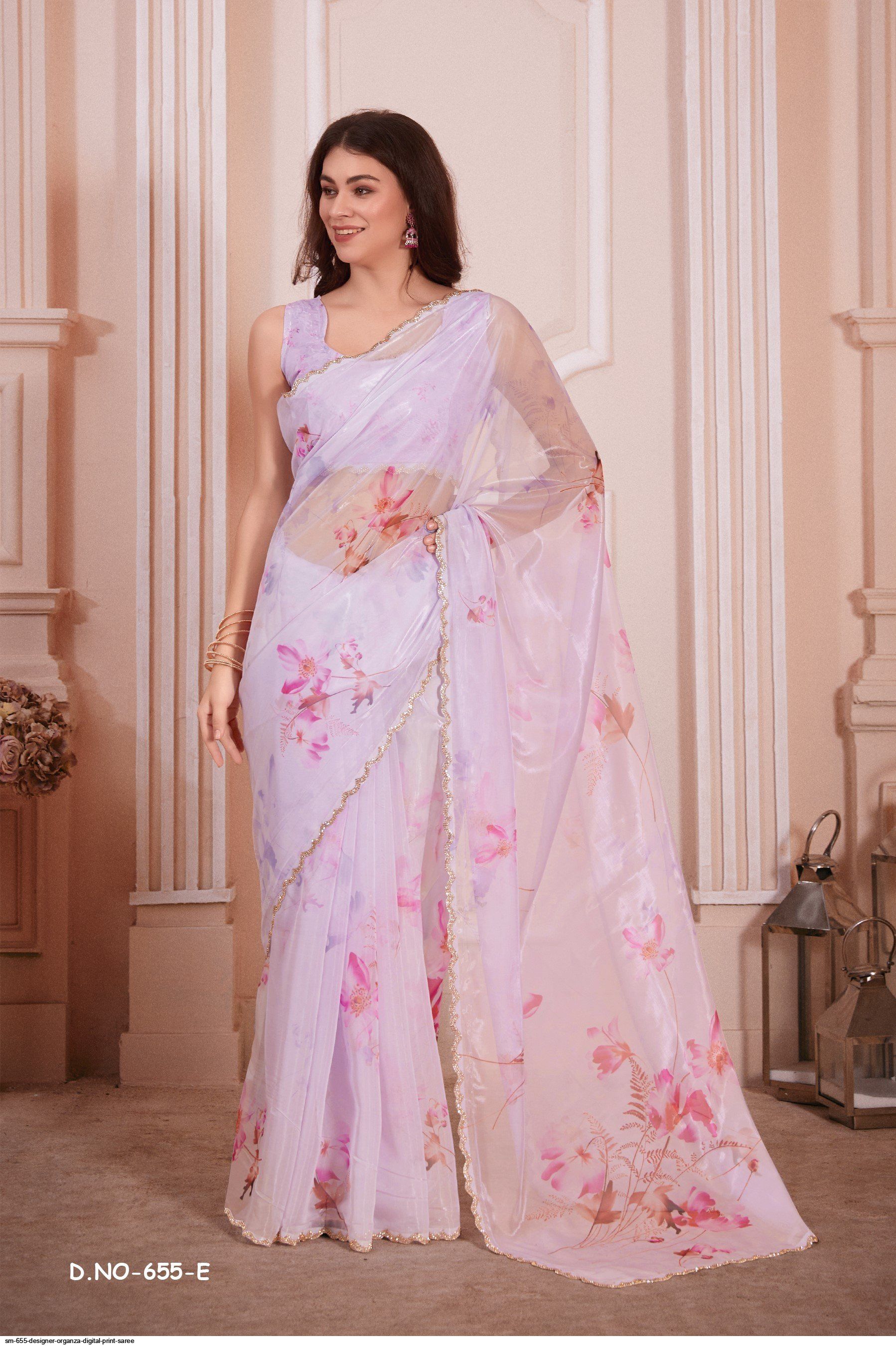 SM 655 Designer Organza DIGITAL PRINT Saree