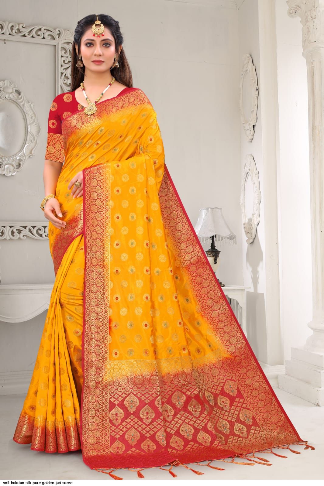 soft balatan silk pure Golden jari SAREE