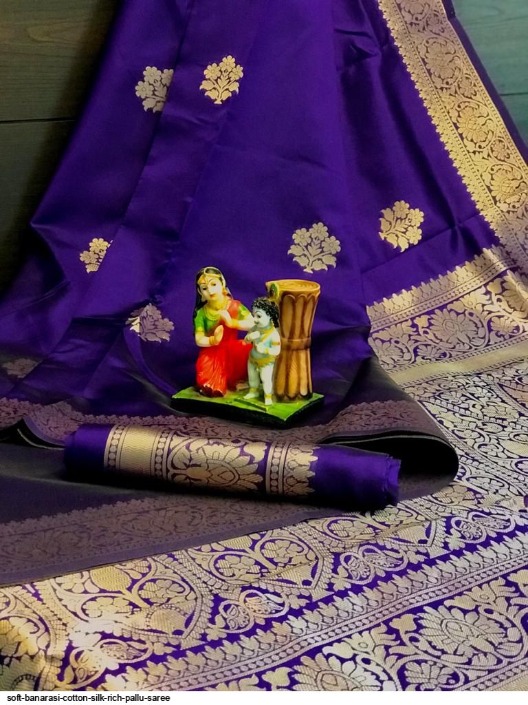 SOFT BANARASI COTTON SILK RICH PALLU SAREE