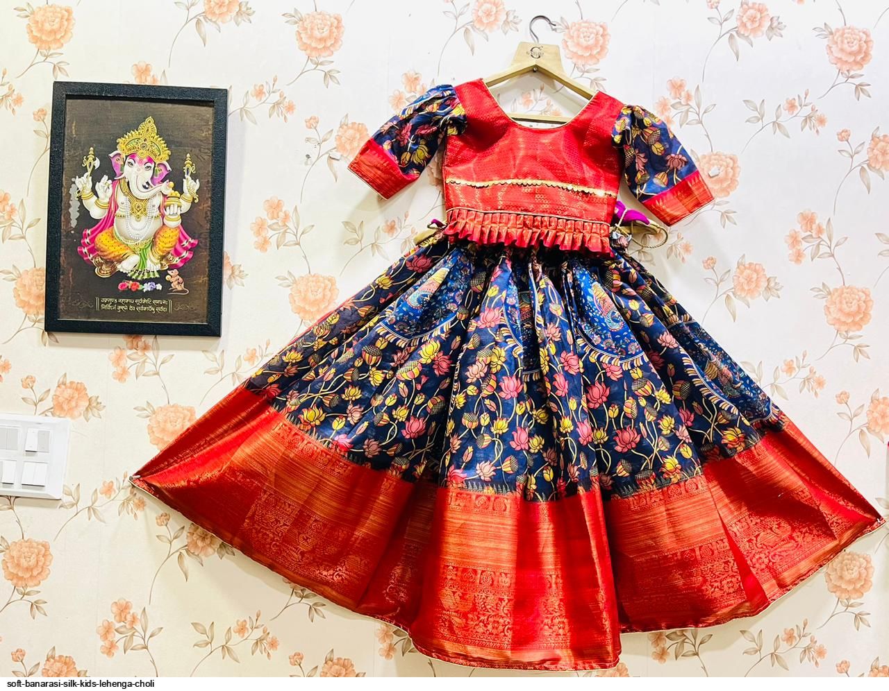 SOFT BANARASI SILK KIDS LEHENGA CHOLI