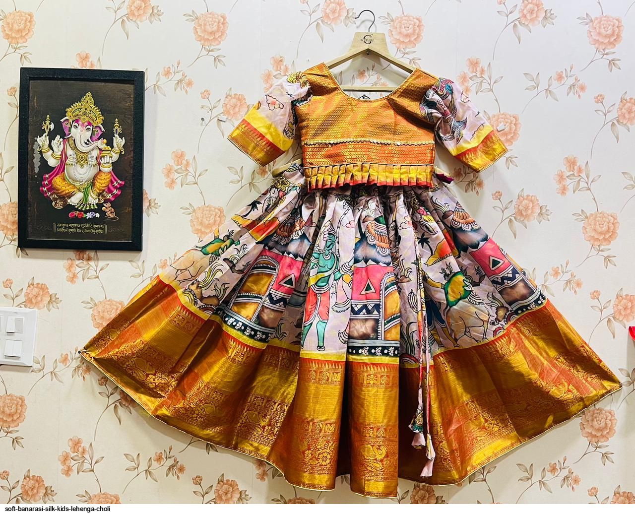SOFT BANARASI SILK KIDS LEHENGA CHOLI