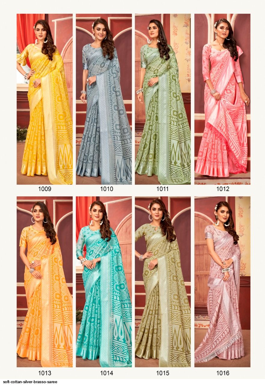 Soft Cottan silver brasso SAREE