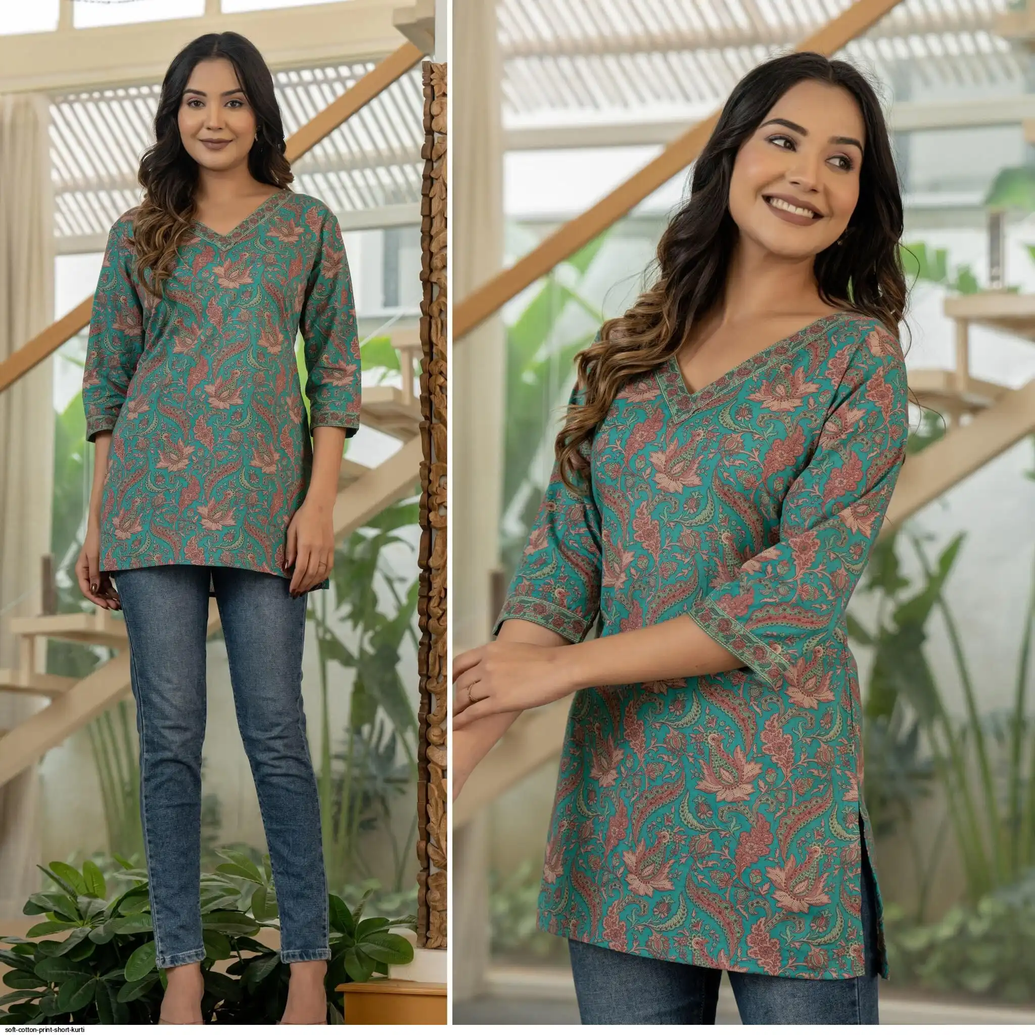 SOFT COTTON PRINT SHORT KURTI