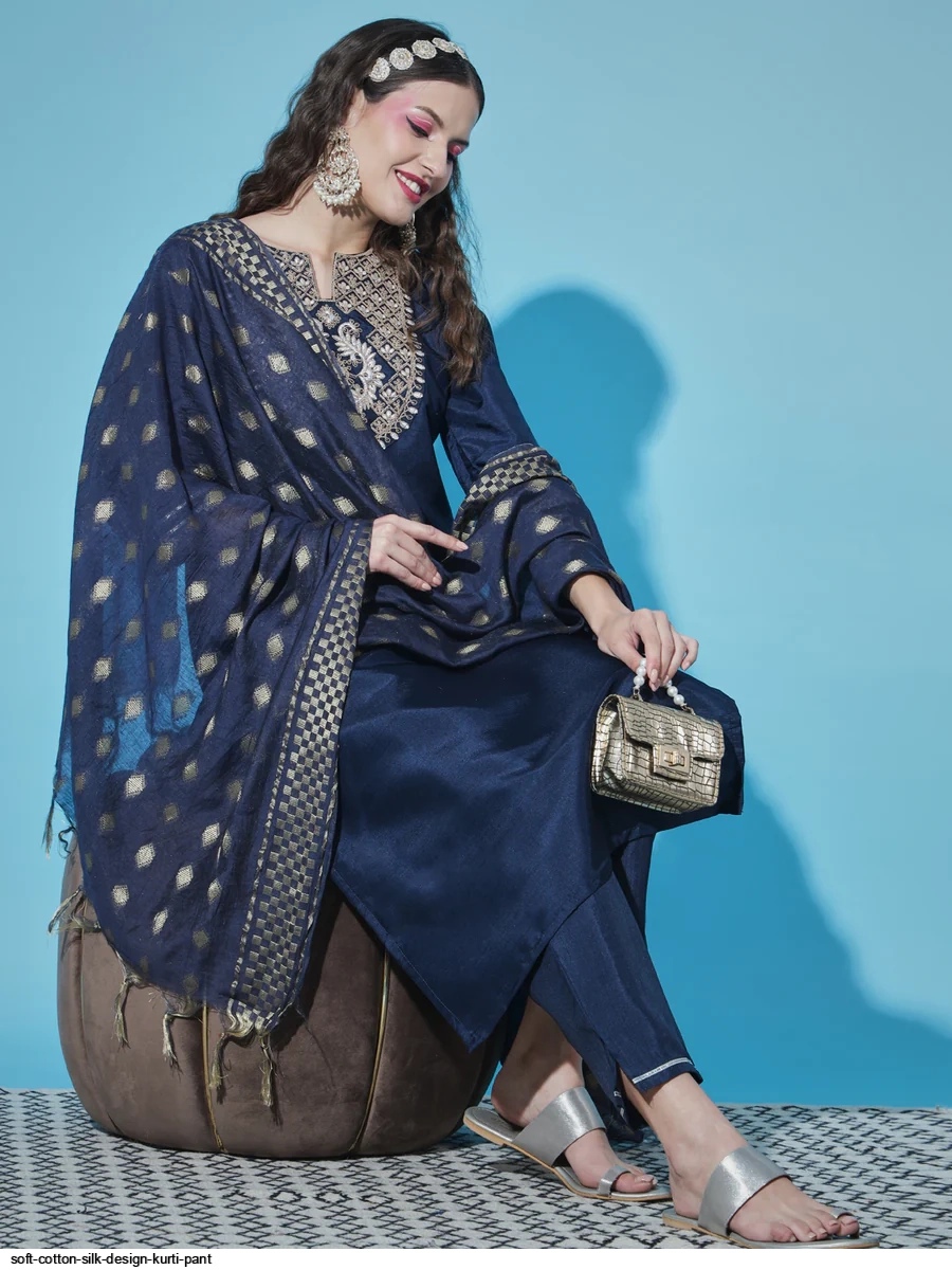 SOFT Cotton Silk DESIGN KURTI PANT