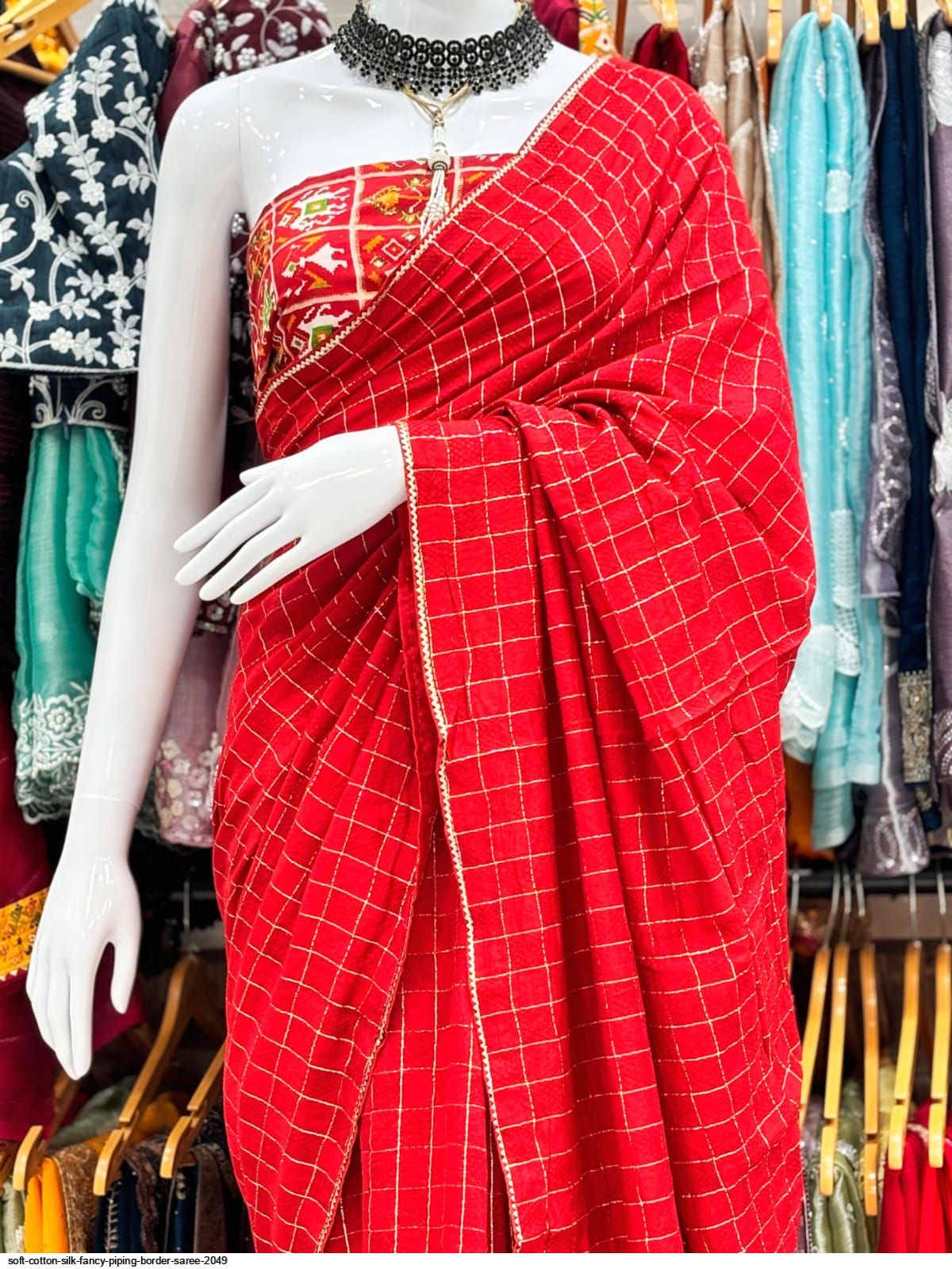 Soft Cotton Silk Fancy Piping Border saree 2049