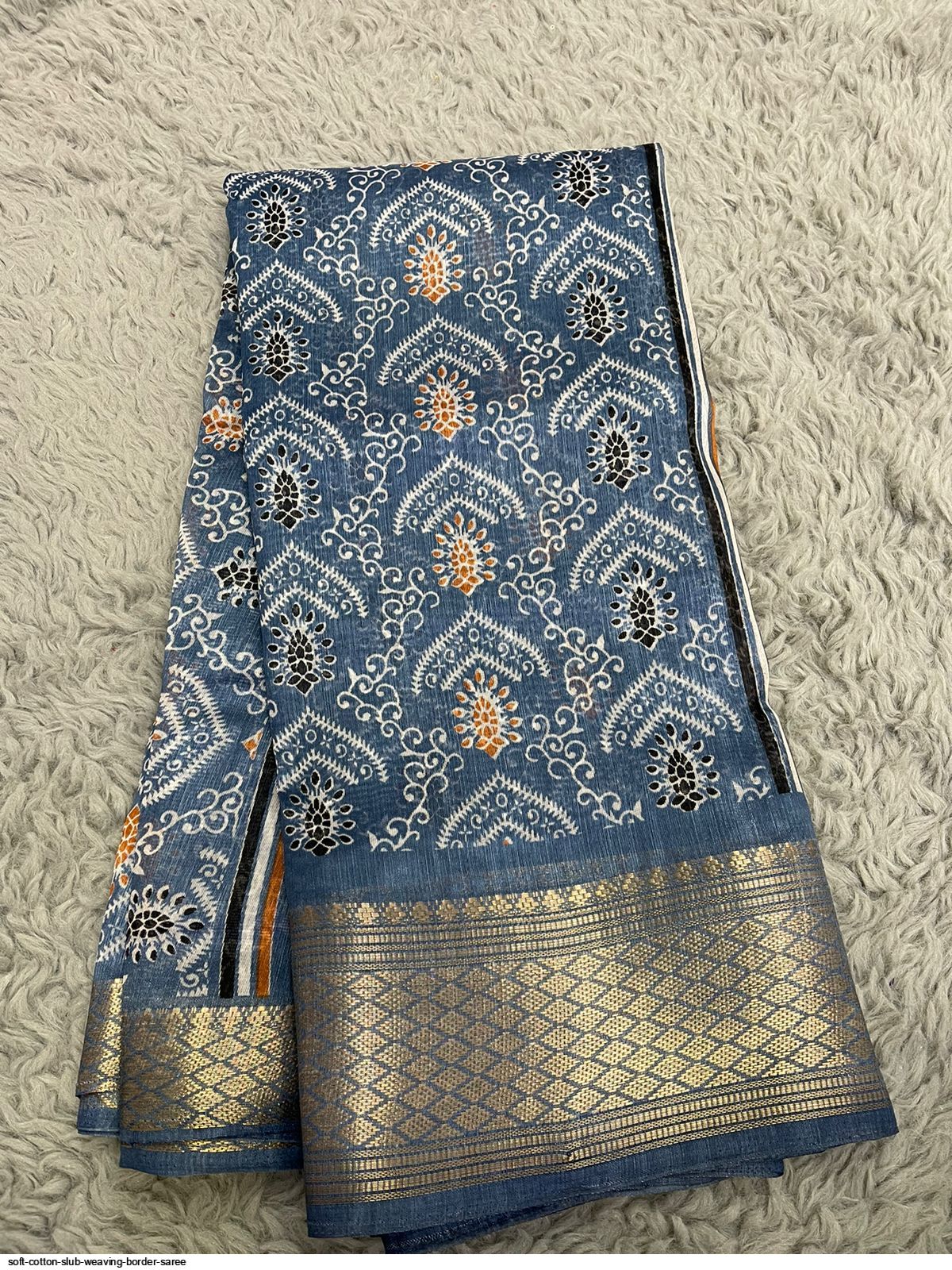 SOFT COTTON SLUB Weaving BORDER saree