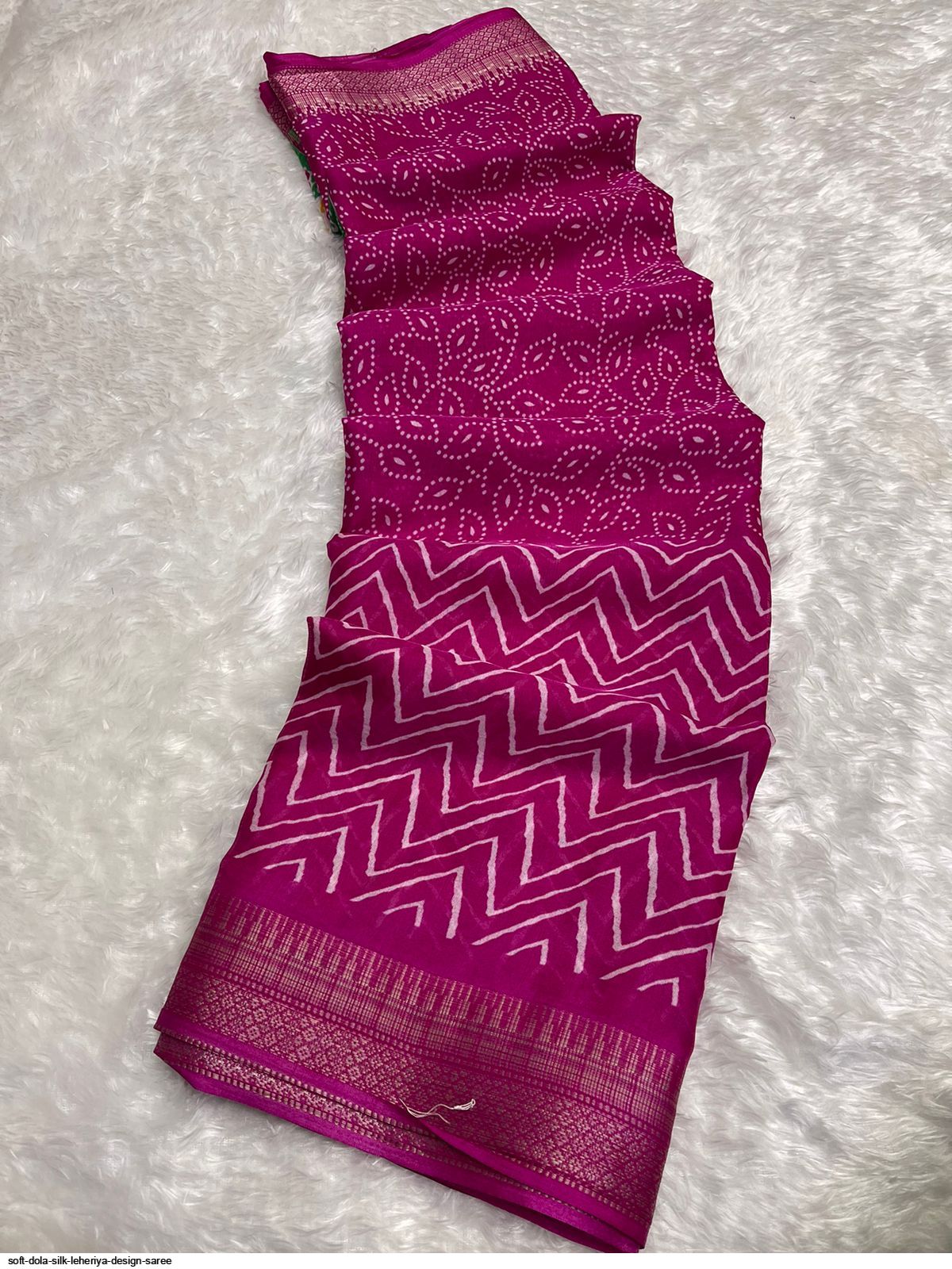 SOFT DOLA SILK LEHERIYA DESIGN SAREE