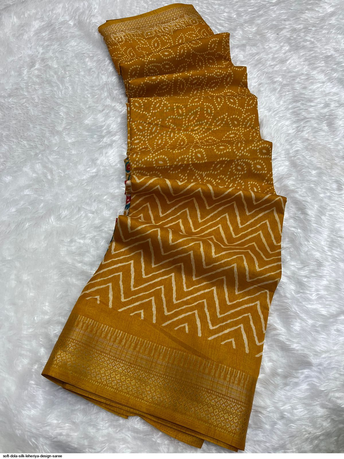SOFT DOLA SILK LEHERIYA DESIGN SAREE