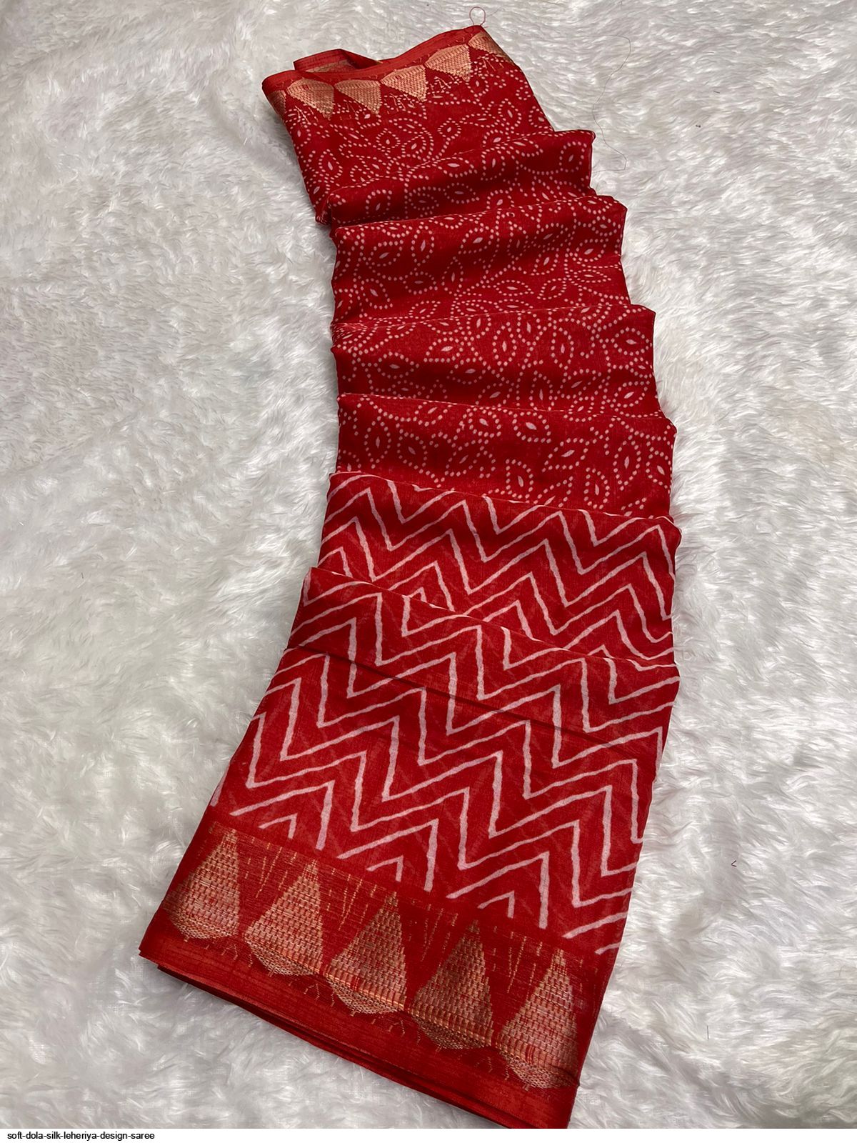 SOFT DOLA SILK LEHERIYA DESIGN SAREE