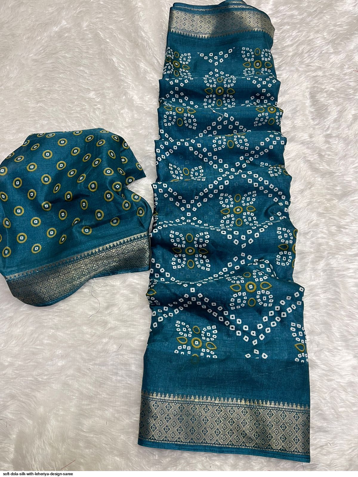 Soft Dola silk with Leheriya Design saree