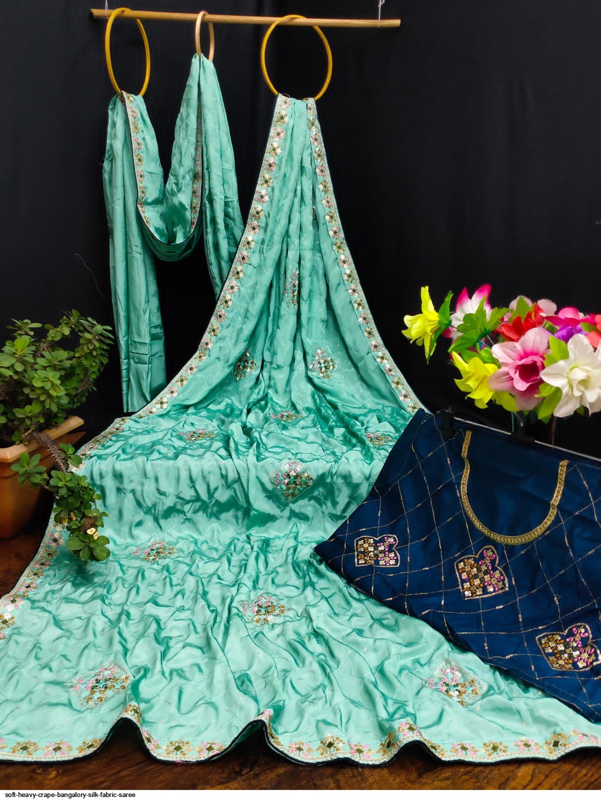 Soft heavy crape bangalory silk Fabric saree