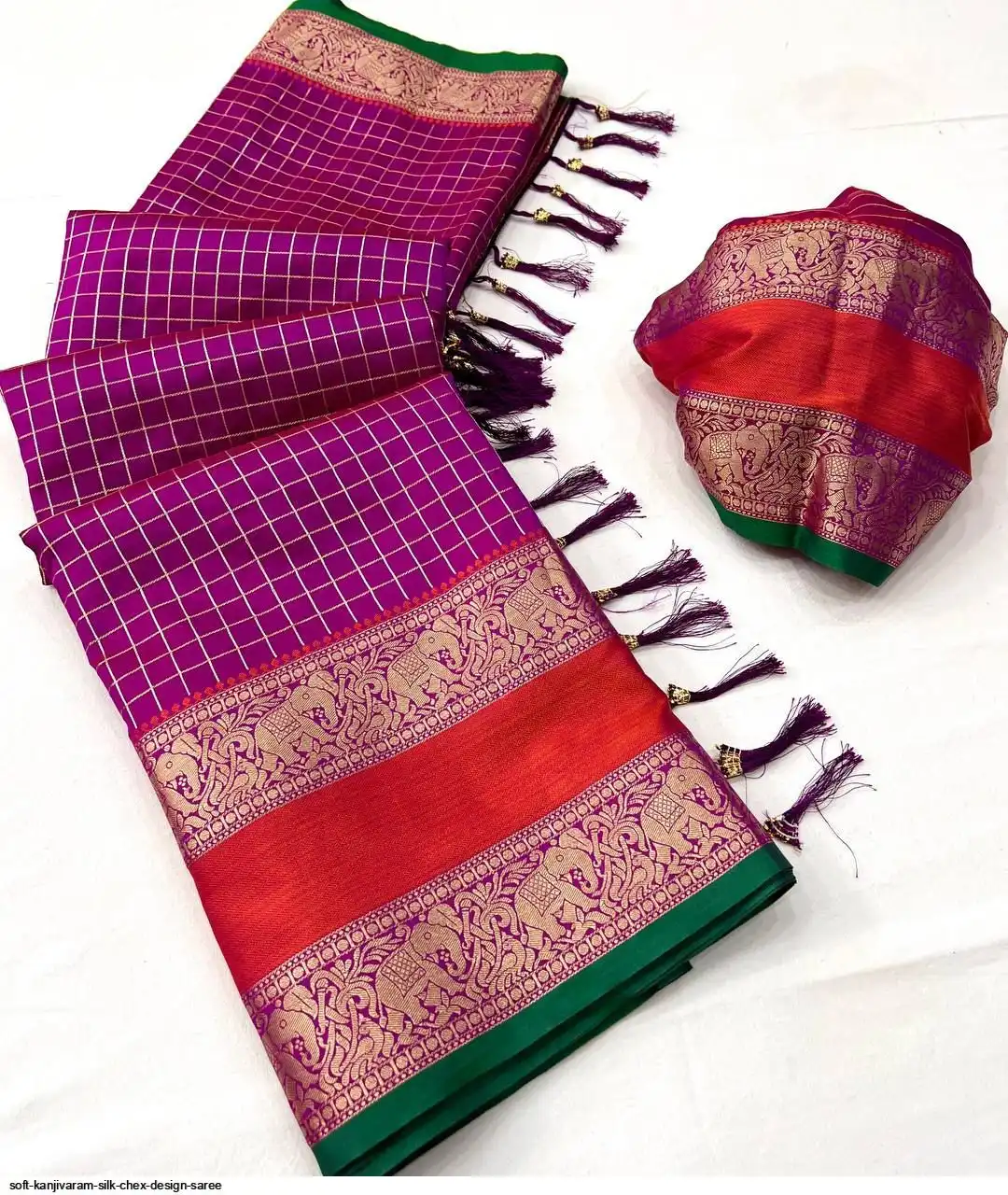 Soft Kanjivaram silk Chex design SAREE