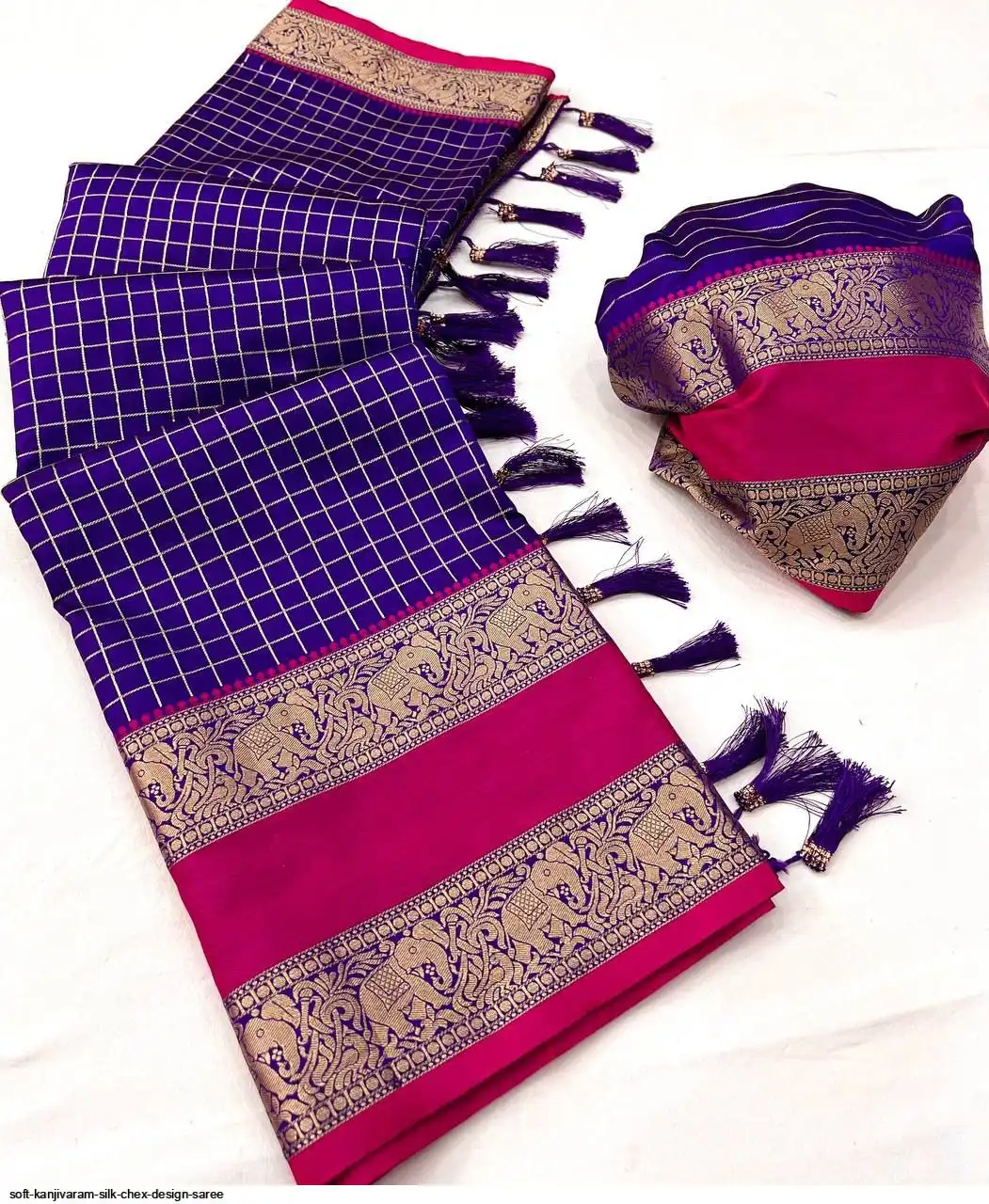 Soft Kanjivaram silk Chex design SAREE