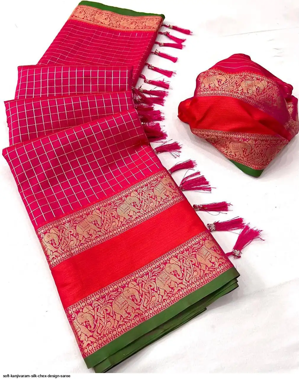Soft Kanjivaram silk Chex design SAREE